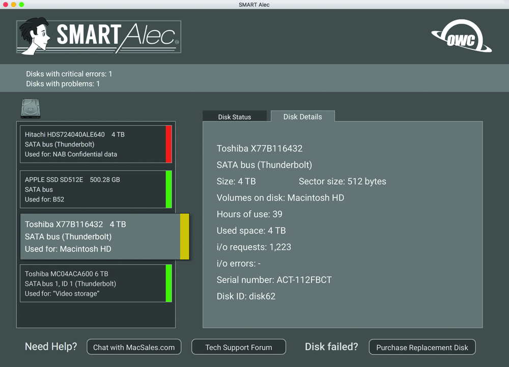 OWC Smart Alec Software for Checking Mac HDDs or SSDs - StorageNewsletter