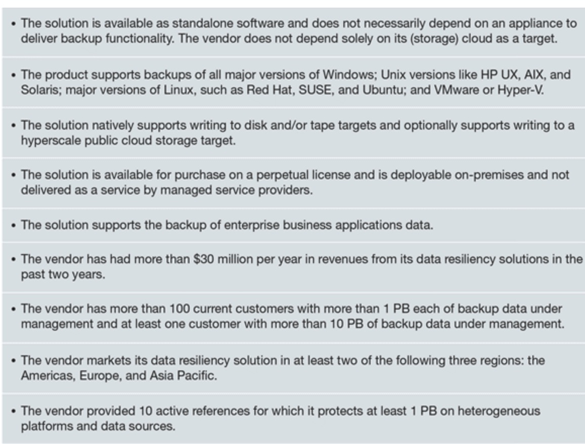 Data Resiliency Solutions, 3Q17 - Forrester Wave - StorageNewsletter