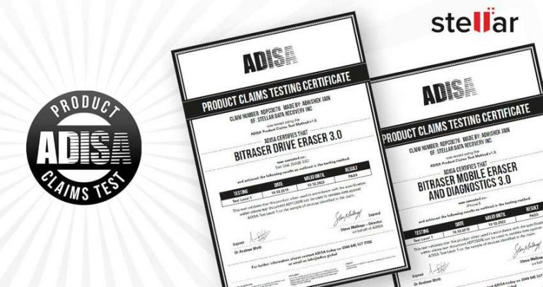 Stellar Data Recovery Received ADISA Certification for BitRaser SSD and ...