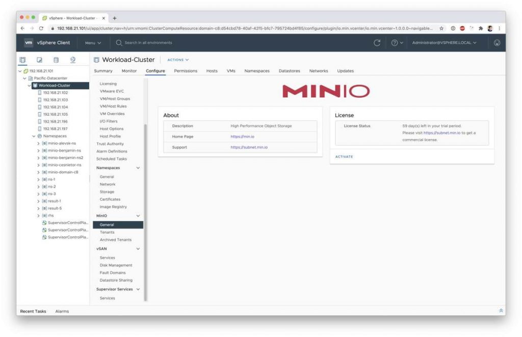 Availability of MinIO Object Storage on VMware vSAN Persistent Data Platform Through VMware ...