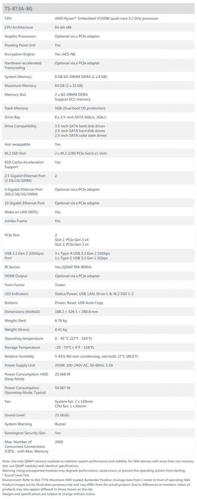 Qnap TS-x73A Desktop 4/6/8-Bay NAS Series With AMD Ryzen V1000/v1500B ...