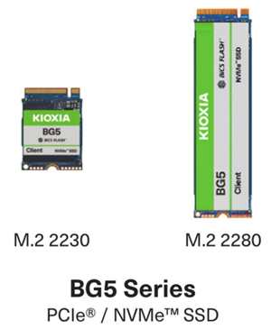 Kioxia BG5 Series PCIe 4.0 NVMe 1.4 Up to 1,024GB M.2 2230/2280 SSDs With 5-Gen BiCS Flash 3D ...